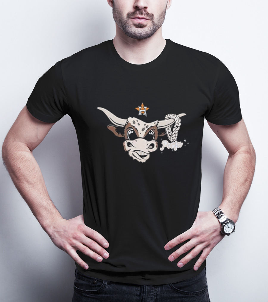 Houston Bull With Rope Chain And Por Favor Text T-Shirt