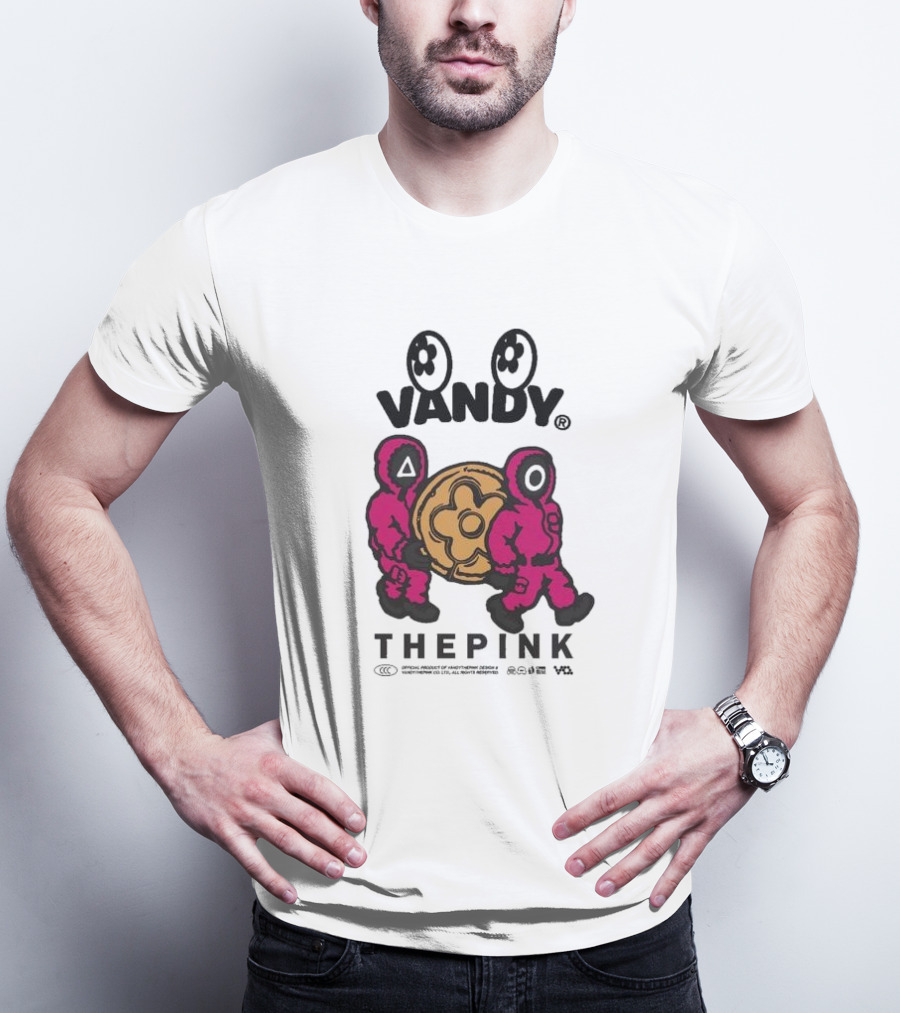 Squid Game X Vandythepink Soldiers Vandy The Pink Collaboration Featuring Iconic Candy T-Shirt