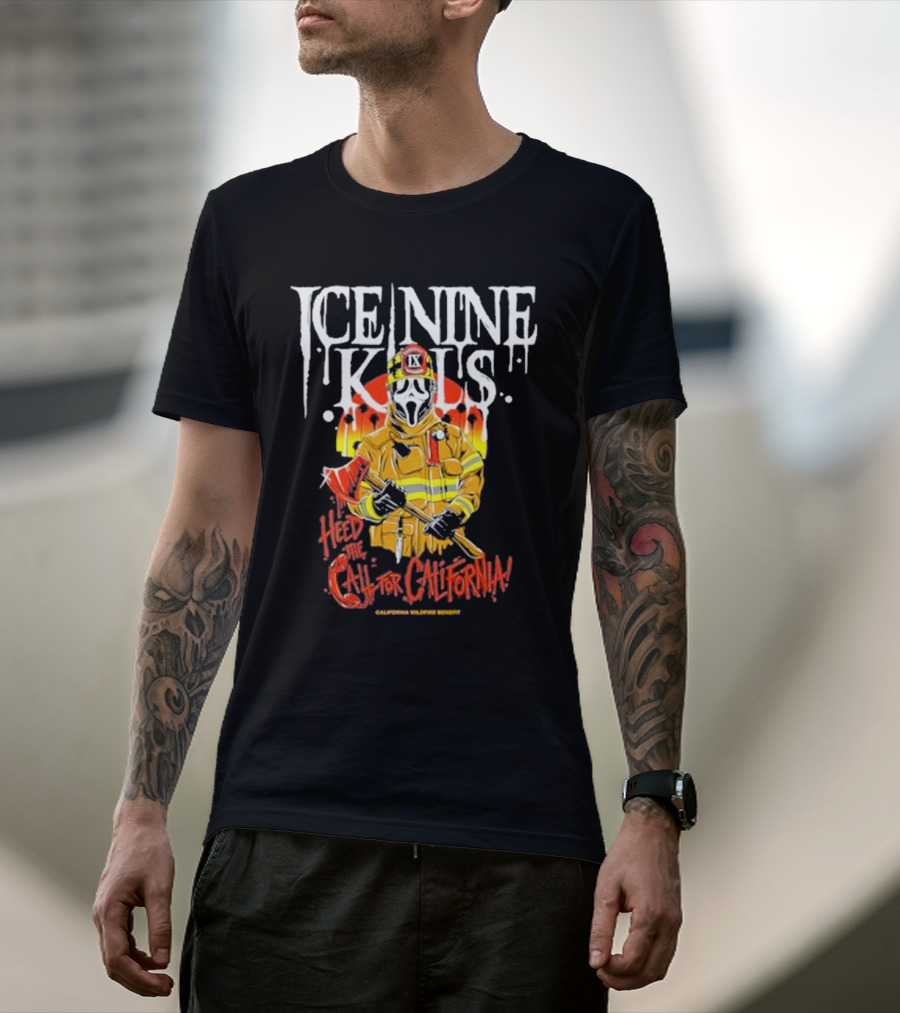Ice Nine Kills Heed The Call For California Wildfire Benefit Scary Firefighter T-Shirt