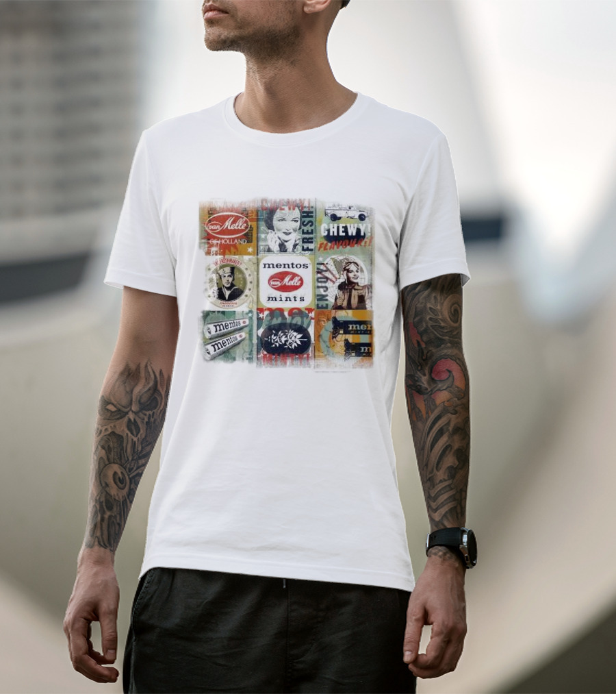 Van Melle Mentos Fresh Minty Chewy Flavours Collage Enjoy Holland Mints T-Shirt