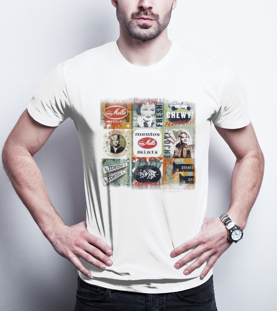 Van Melle Mentos Fresh Minty Chewy Flavours Collage Enjoy Holland Mints T-Shirt