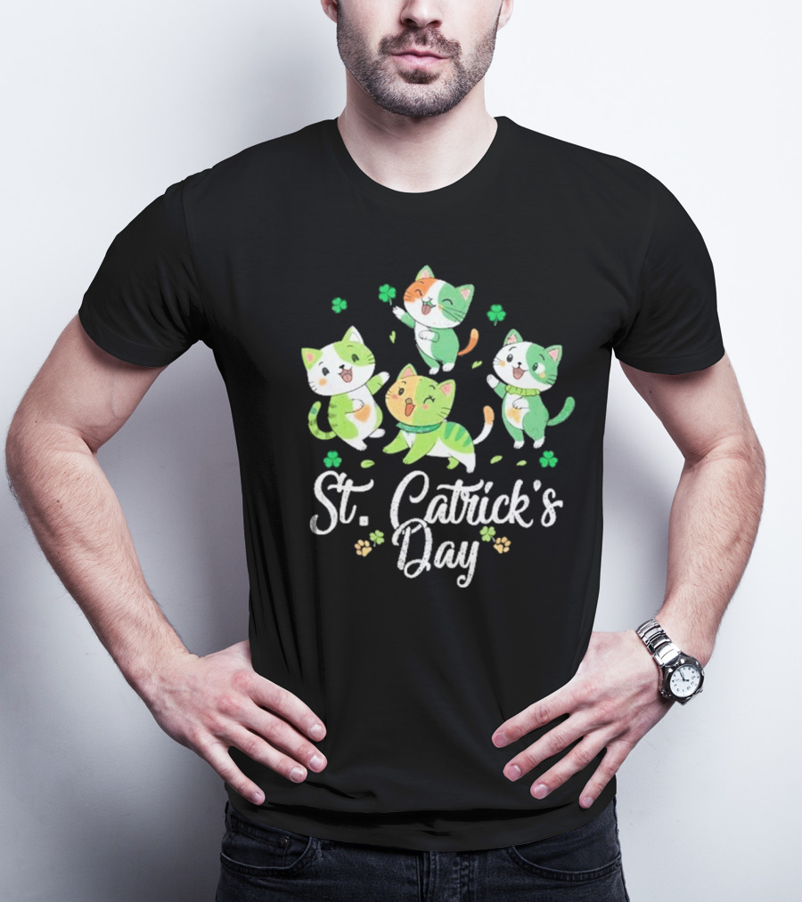 St Catricks Day Cats St Patricks Day Cat Lover St Pattys T-Shirt