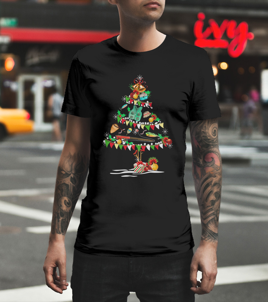 Christmas Tree With Fishing Lures And Holiday Decorations T-Shirt