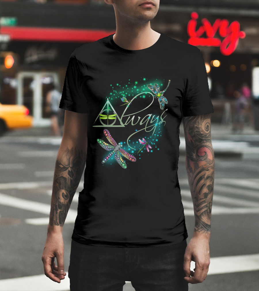 Always Dragonfly Deathly Hallows Magic Sparkle T-Shirt