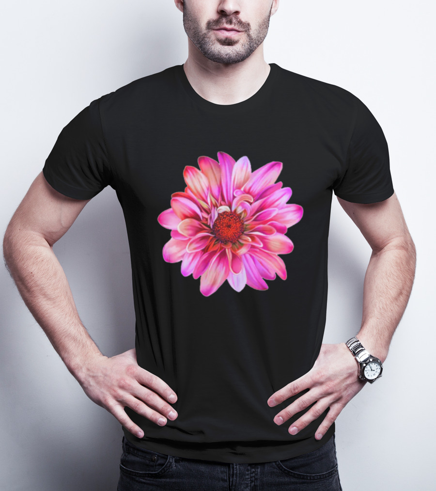 Fuchsia Sunflower Simple Floral Blossom With Vibrant Pink Petals T-Shirt