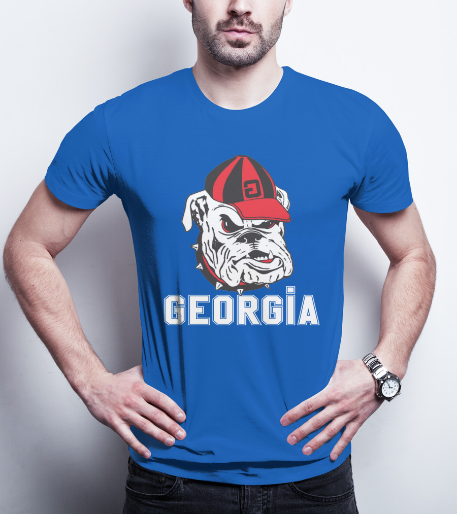 Georgia Bulldogs Vintage Red And Black Cap Bulldog T-Shirt