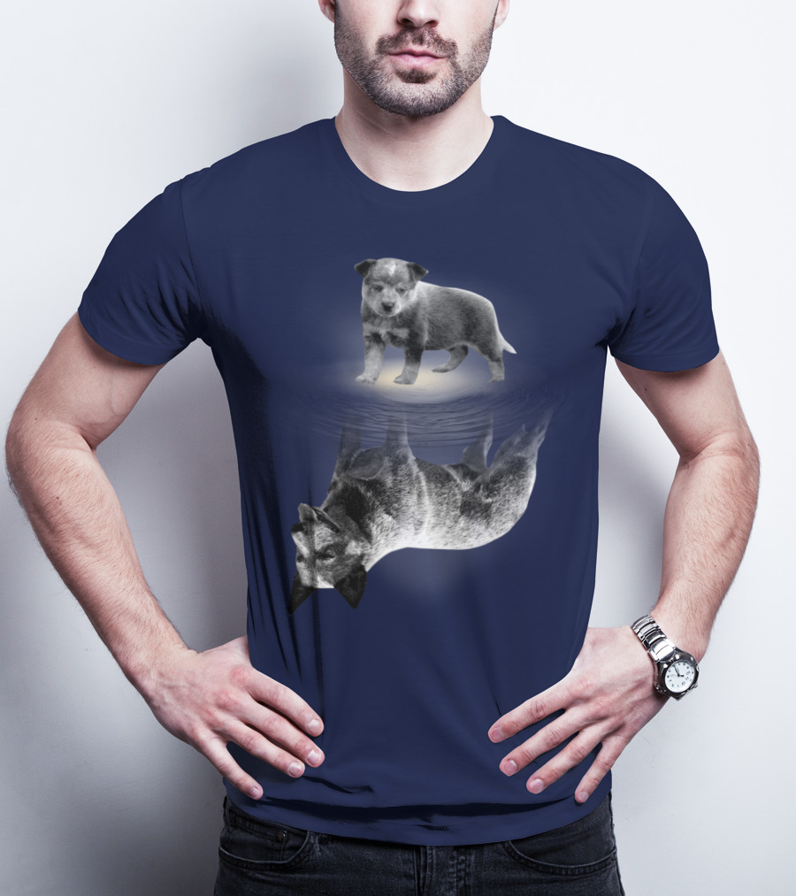 Retro Reflections: Vintage Australian Cattle Dog And Scenic Sunset T-Shirt