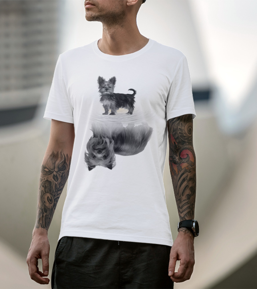 Yorkshire Terrier Reflection Art In I Love My Yorkie T-Shirt