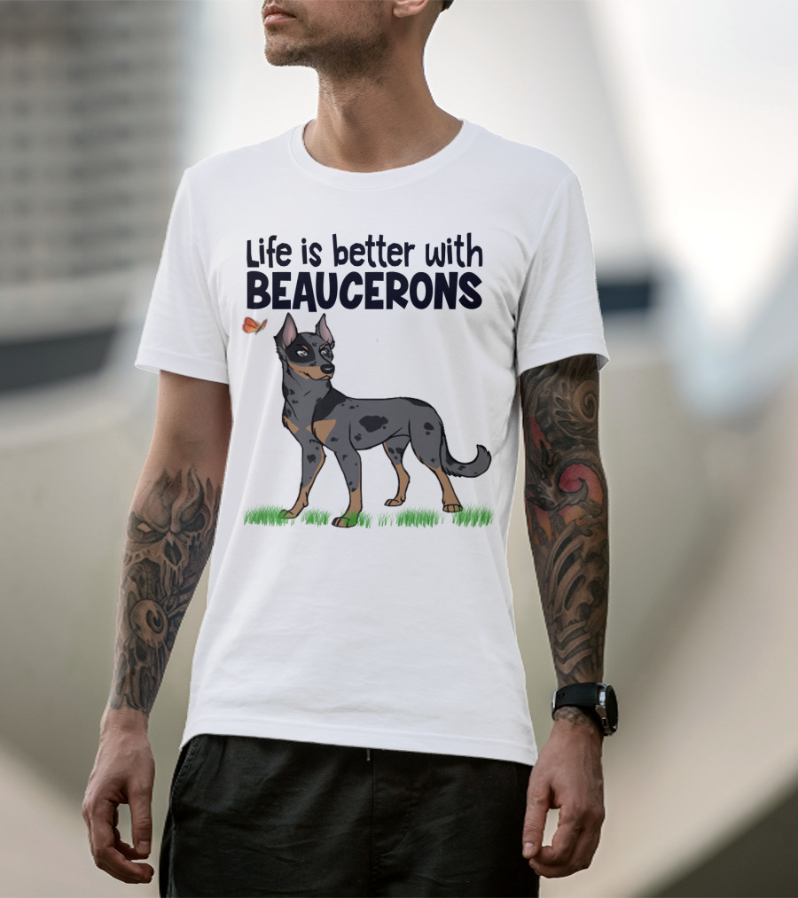 Life Is Better With Beaucerons Butterfly And Dog T-Shirt