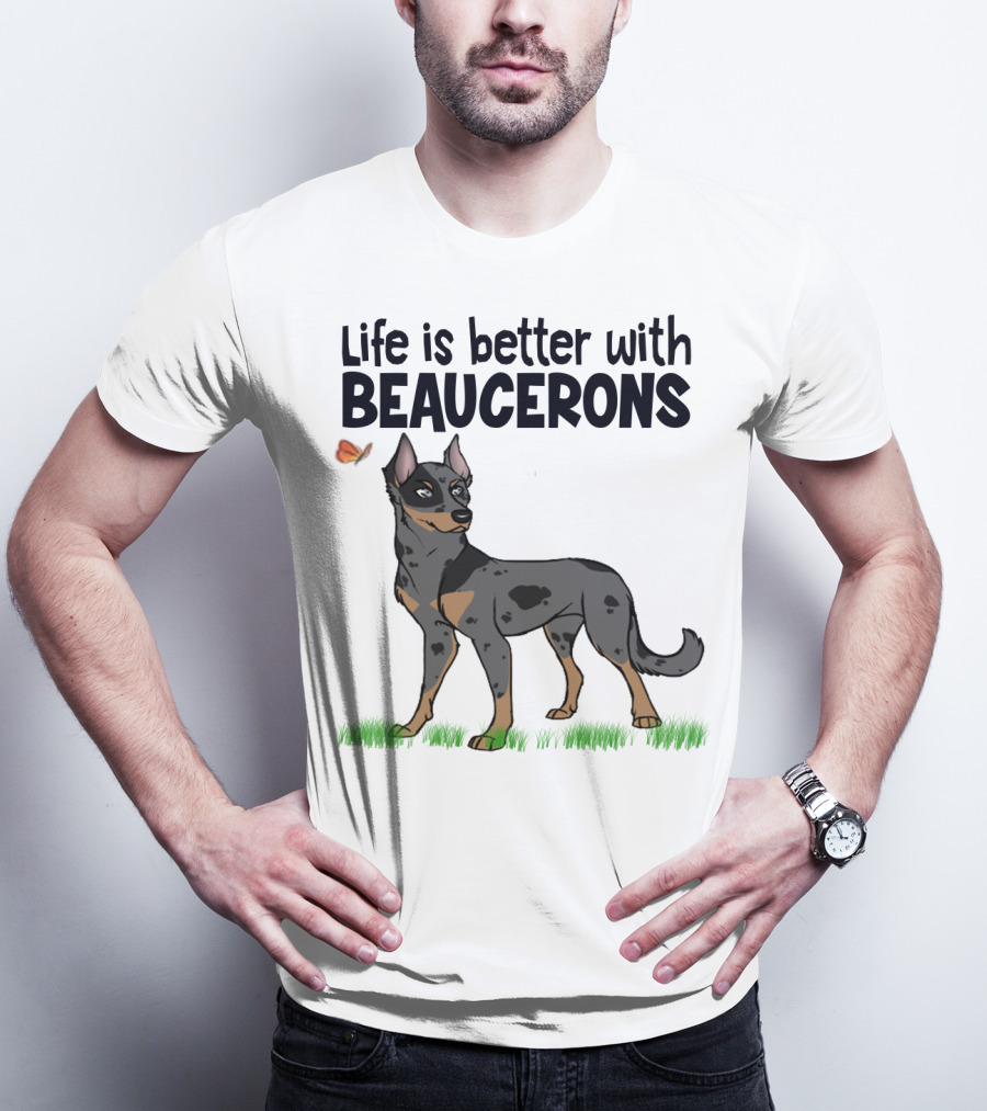 Life Is Better With Beaucerons Butterfly And Dog T-Shirt