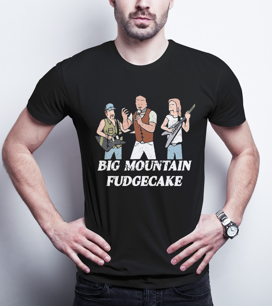 BIG MOUNTAIN FUDGECAKE Rock Band Trio With Microphone And Guitars T-Shirt