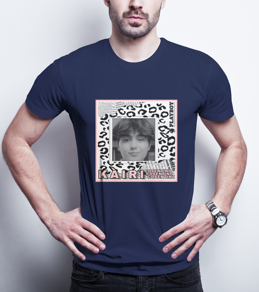 Kairi Cosentino Playboy Leopard Print Black And White Photo Montage T-Shirt