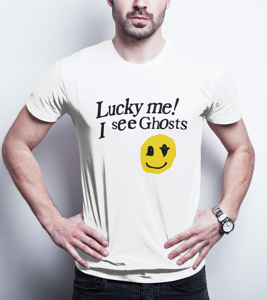 Lucky Me I See Ghosts Kids See Ghosts Merch Yellow Smiley Face T-Shirt