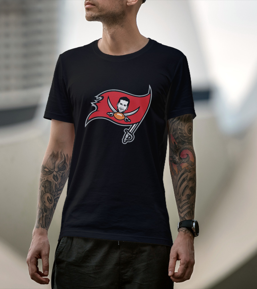 Tampa Bay Buccaneers Pirate Flag Parody With Face And Football T-Shirt