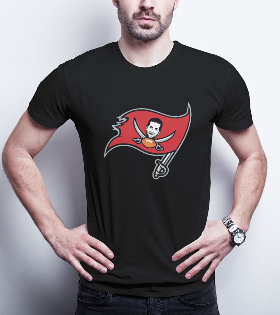 Tampa Bay Buccaneers Pirate Flag Parody With Face And Football T-Shirt