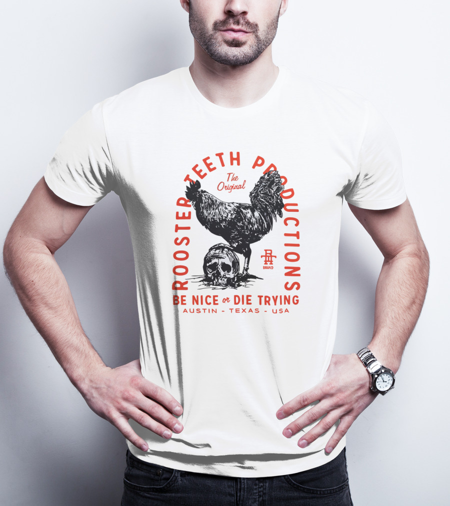 Rooster Teeth Productions The Original Be Nice Or Die Trying Austin Texas USA T-Shirt