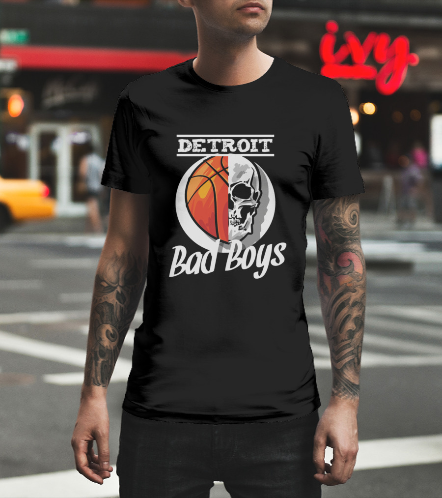 Detroit Bad Boys Basketball Skull T-Shirt