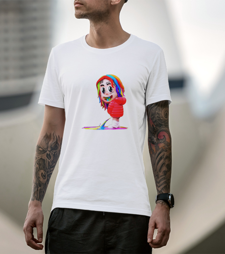 Sixnine Rainbow Hair Cartoon Character Merch T-Shirt