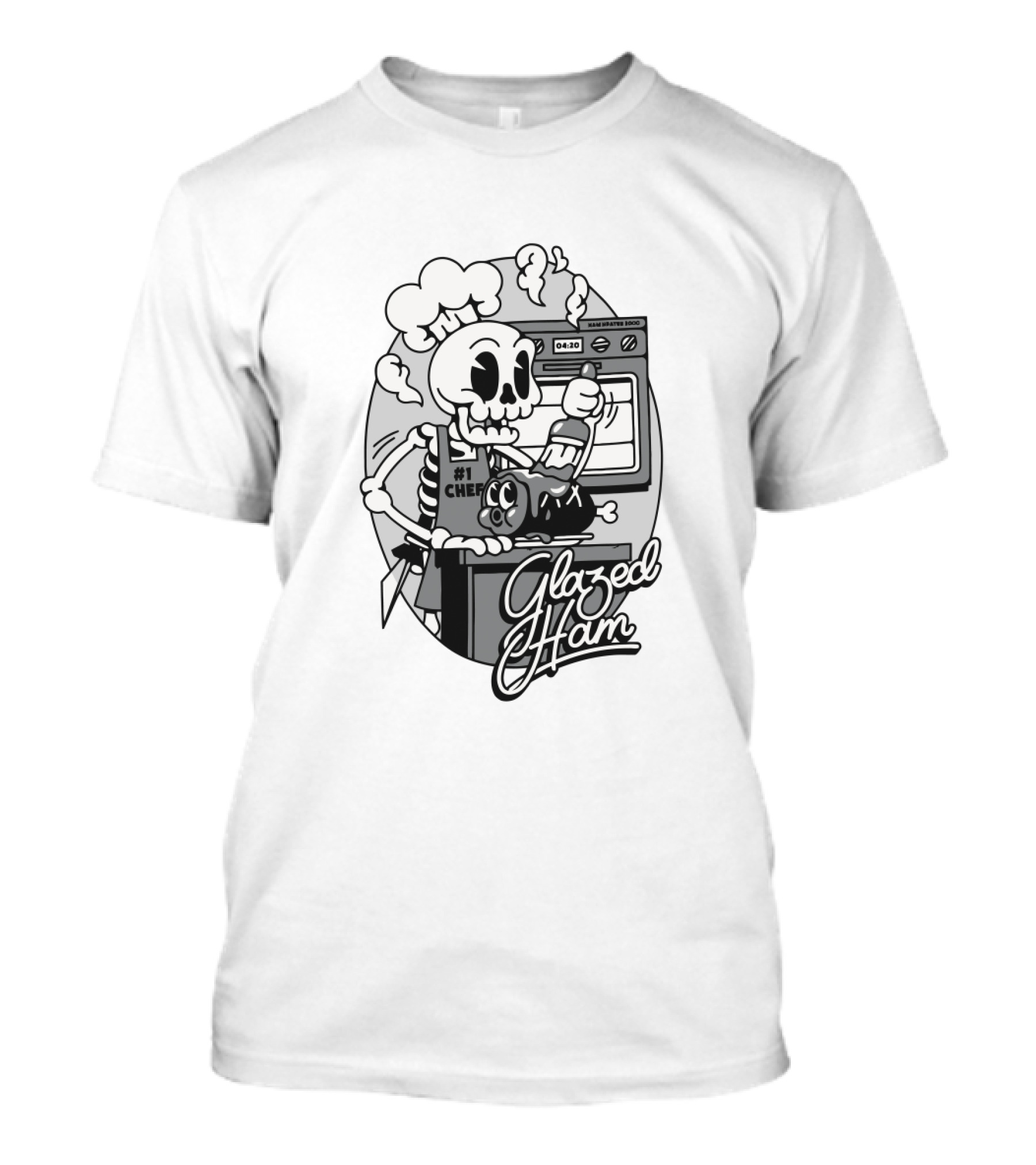 Glazed Ham Cold Ones Merch #1 Chef Skeleton Oven Cooking T-Shirt