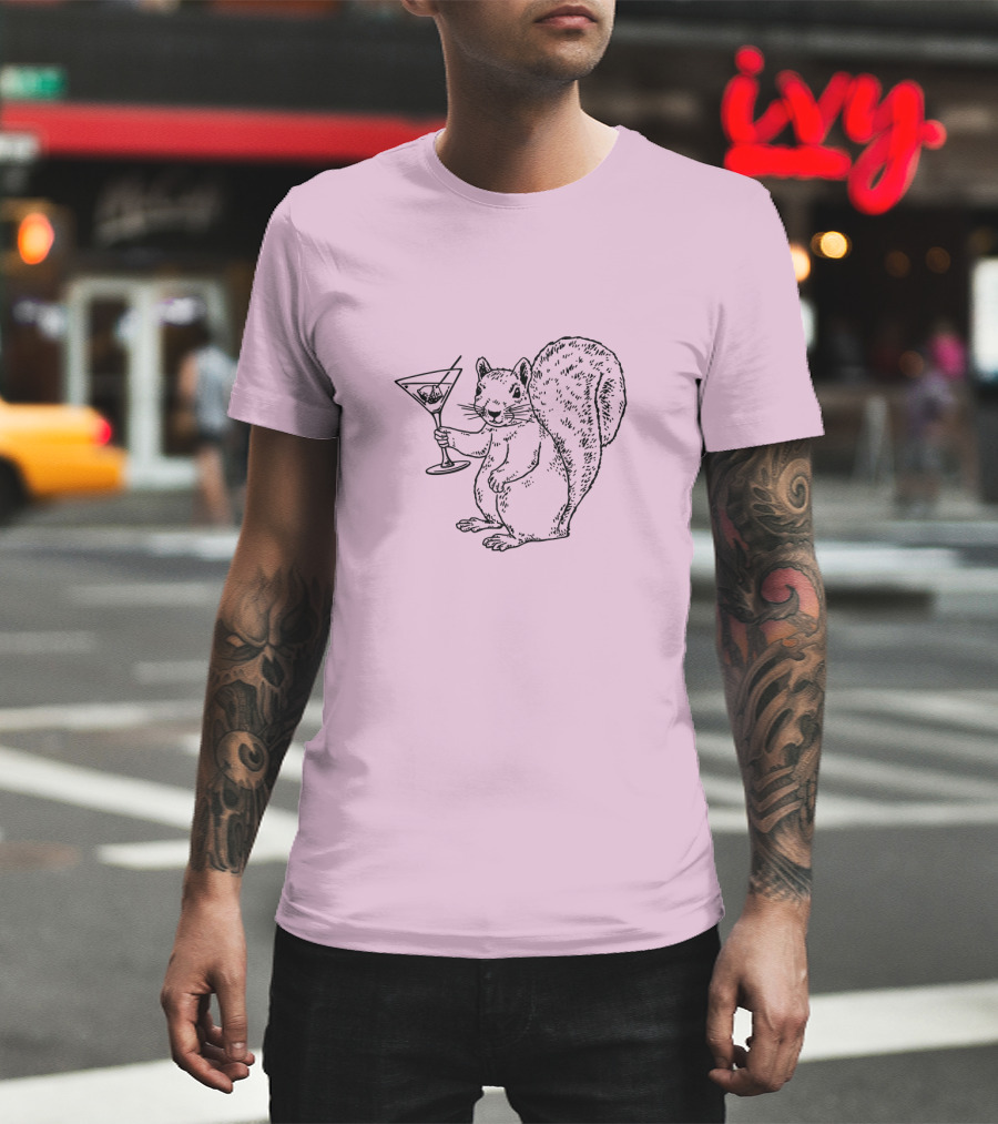 Planet Money Squirrel Holding Martini T-Shirt