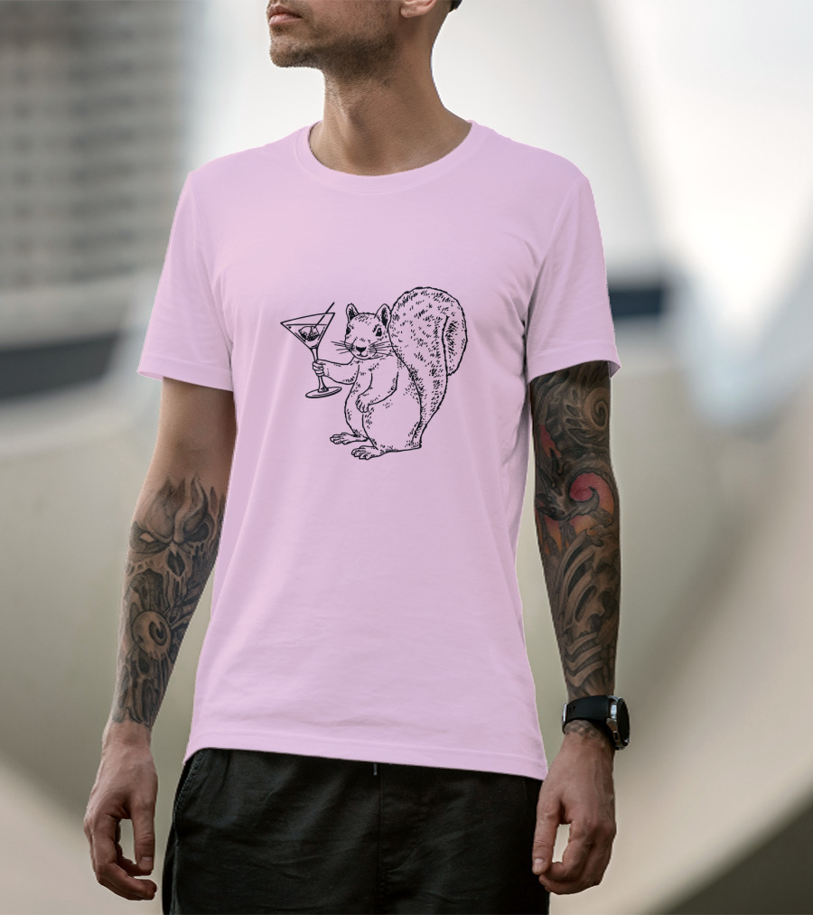Planet Money Squirrel Holding Martini T-Shirt