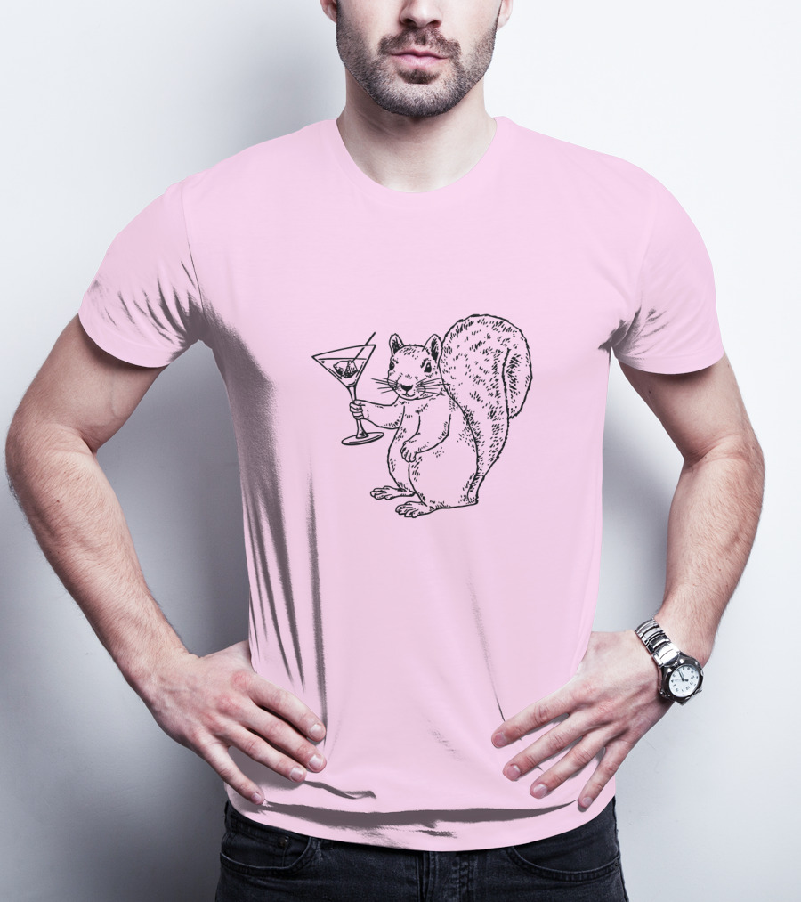 Planet Money Squirrel Holding Martini T-Shirt
