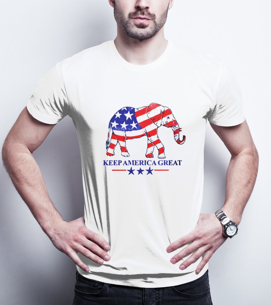 Keep America Great Patriotic Elephant Memorial Day Stars Stripes T-Shirt