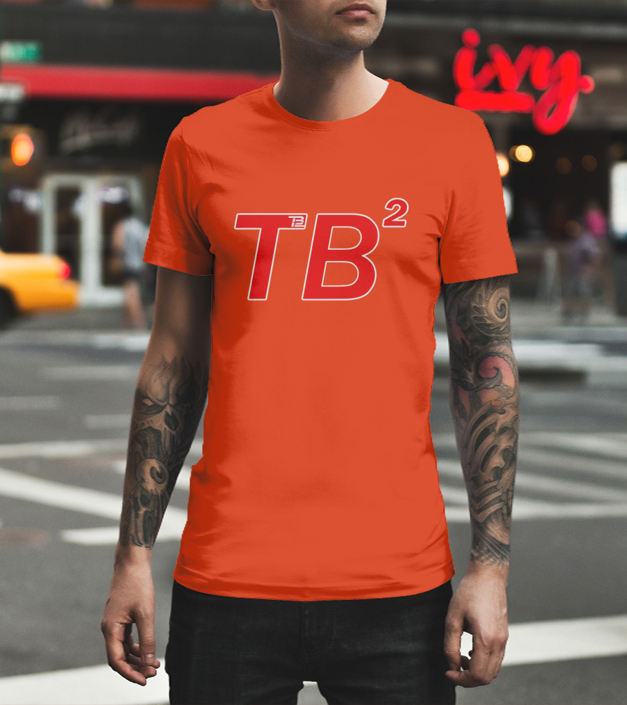 TB² TB12 Red And White Icon On Orange Background T-Shirt