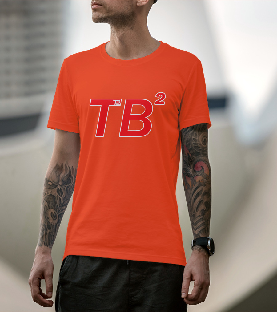 TB² TB12 Red And White Icon On Orange Background T-Shirt