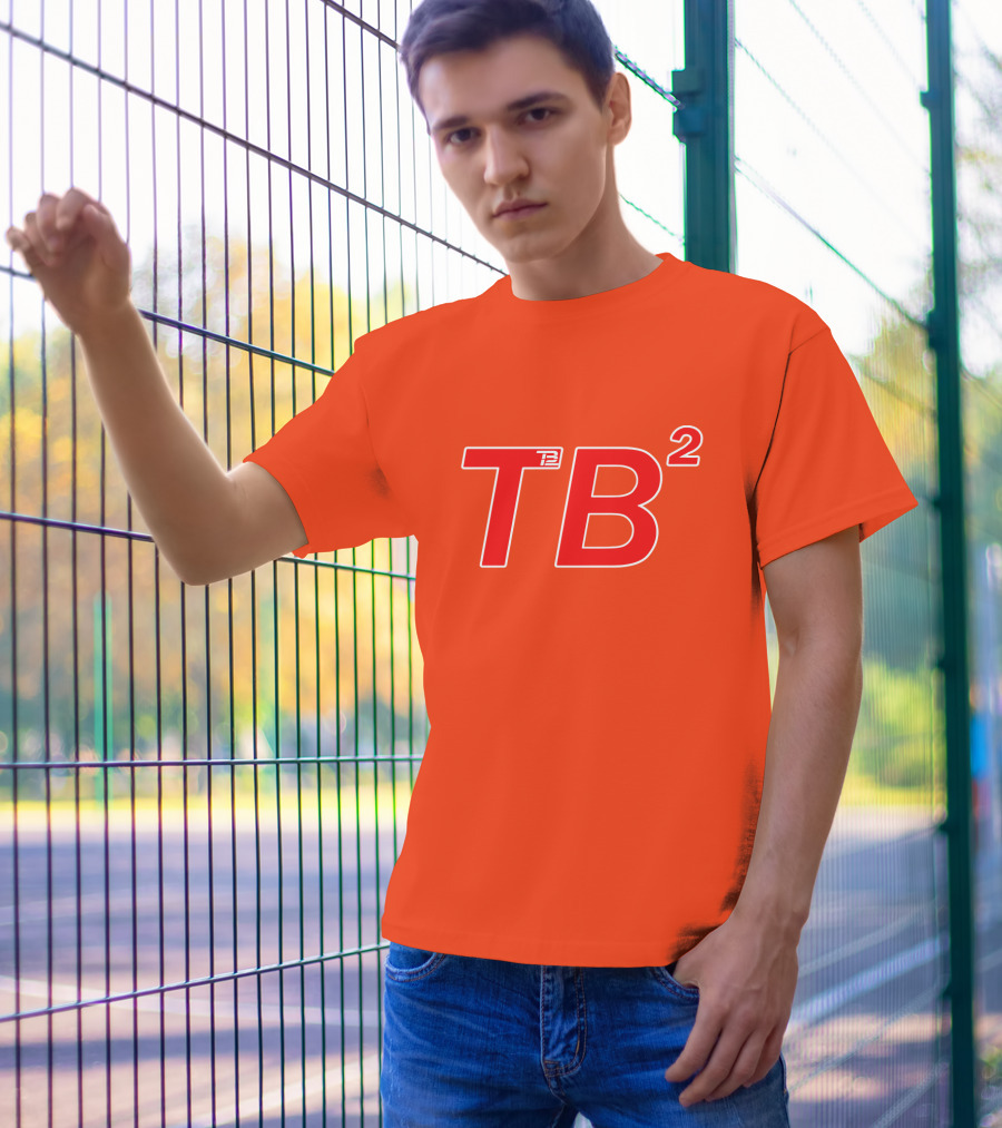 TB² TB12 Red And White Icon On Orange Background T-Shirt