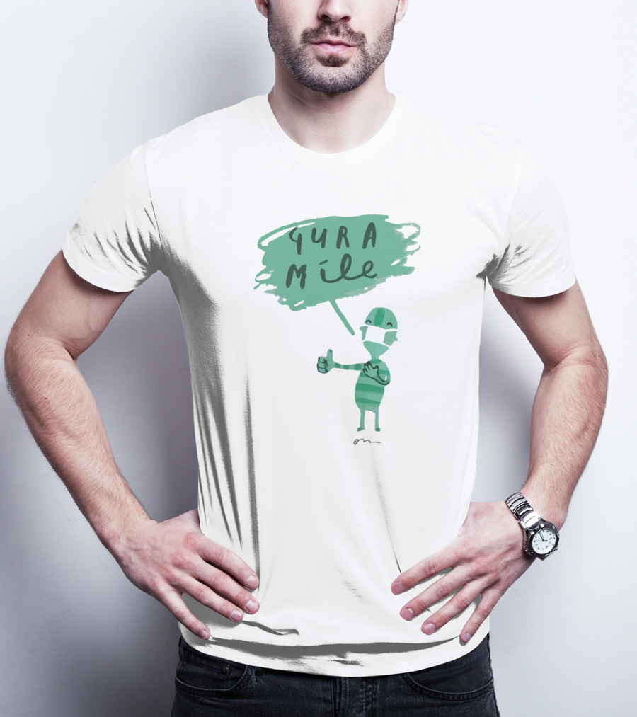 Gura Míle Green Cartoon Figure Thumbs Up T-Shirt