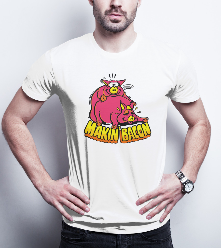 Makin Bacon OoooinK Pig Cartoon T-Shirt