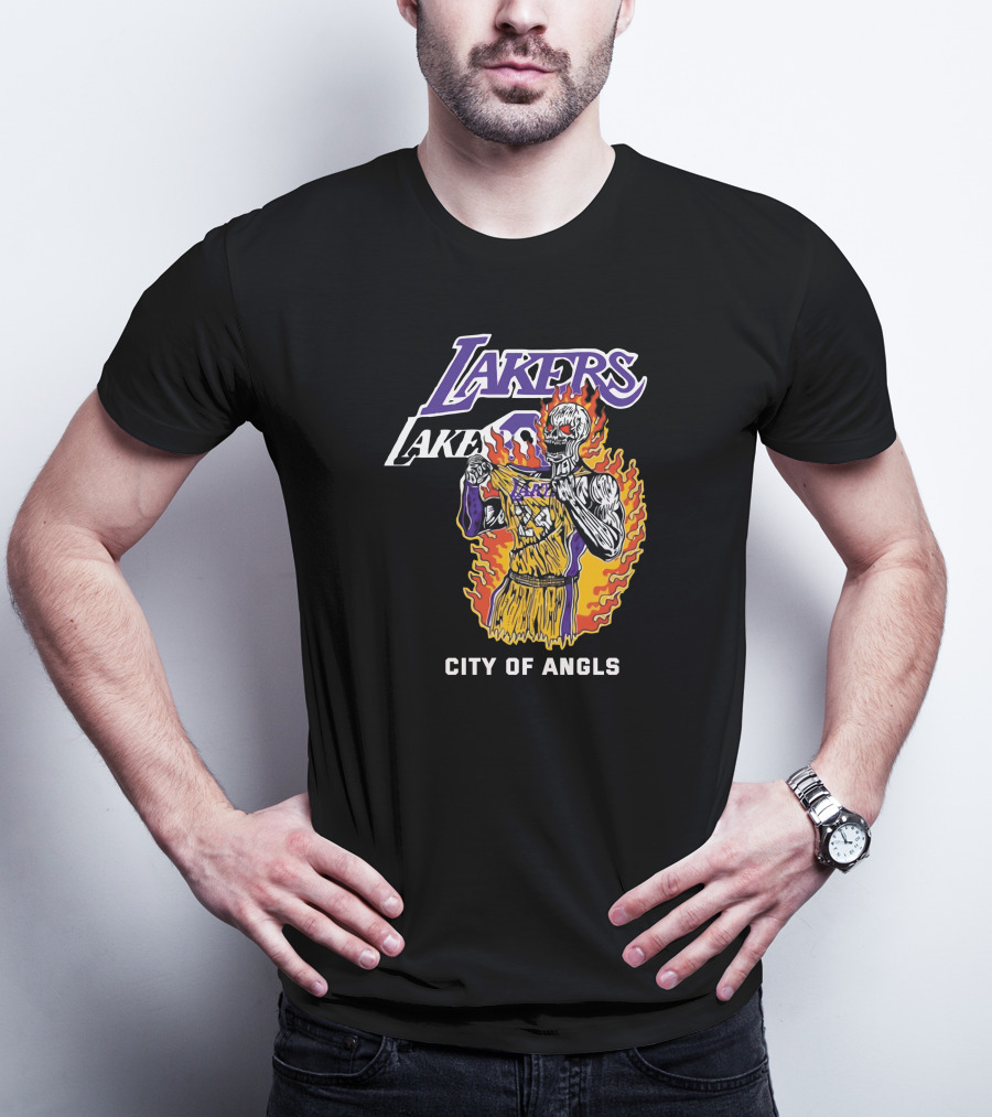 Lakers City Of Angels Flame Player Warren Lotas Los Angeles Jersey T-Shirt