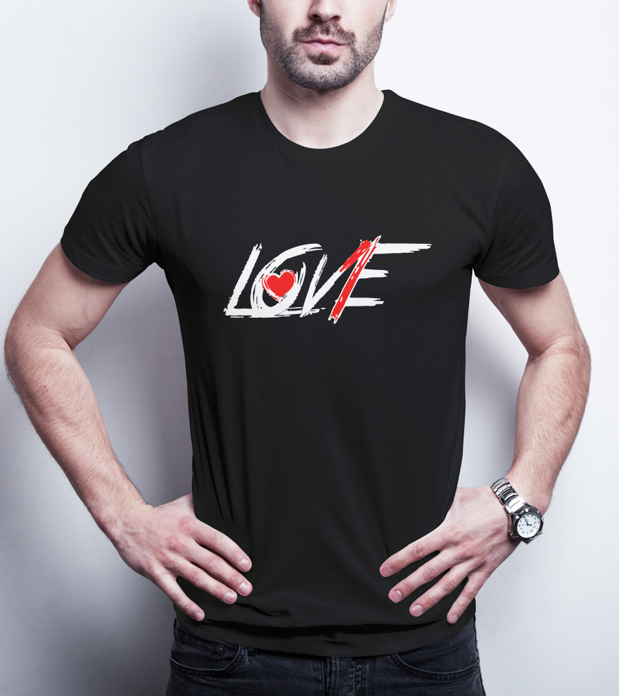 Love Heart Brushstroke Red Accent T-Shirt