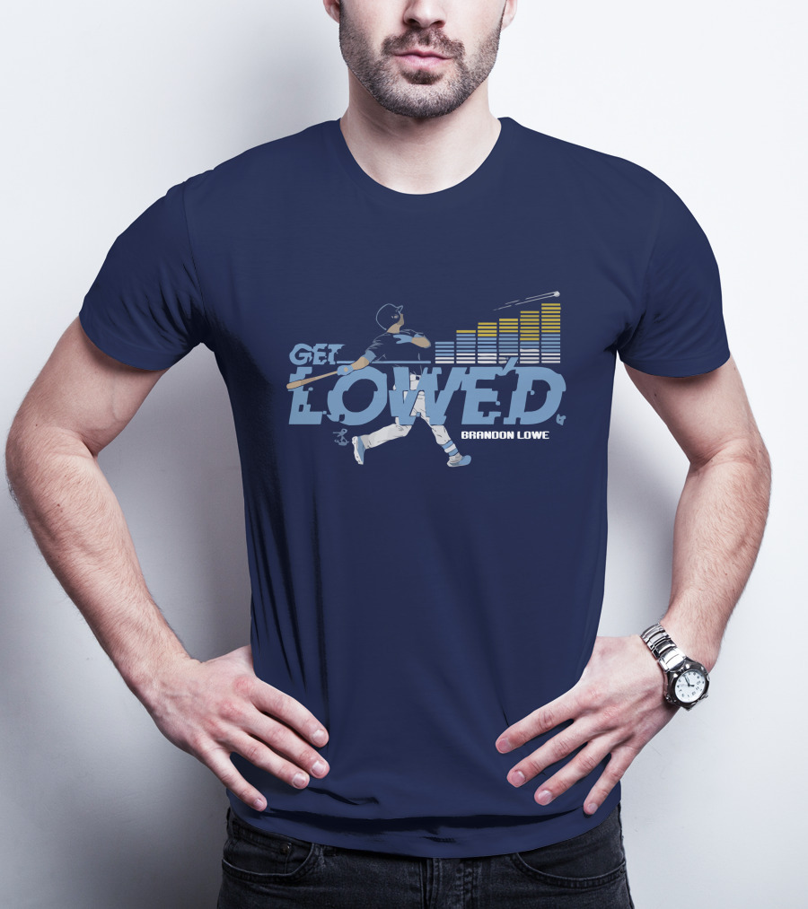 Brandon Lowe Get Lowed Baseball Swing With Rising Bar Graph T-Shirt