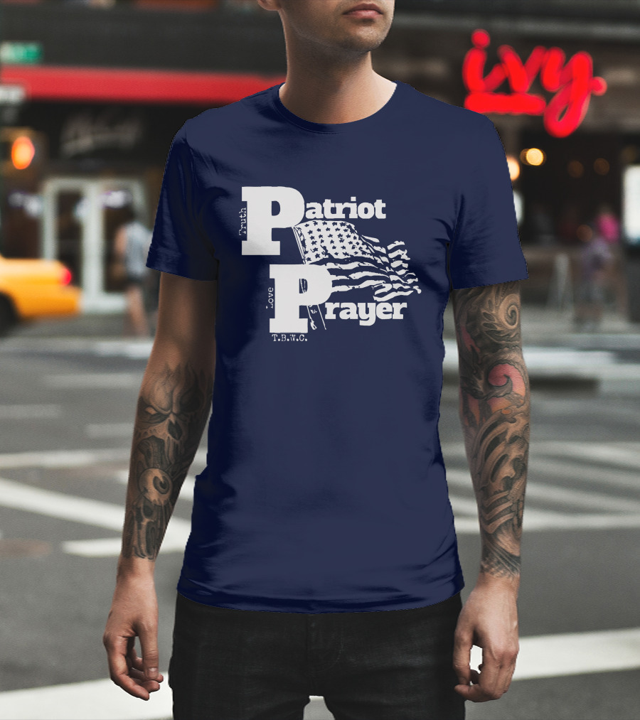 Truth Love Patriot Prayer T.B.W.C. American Flag T-Shirt