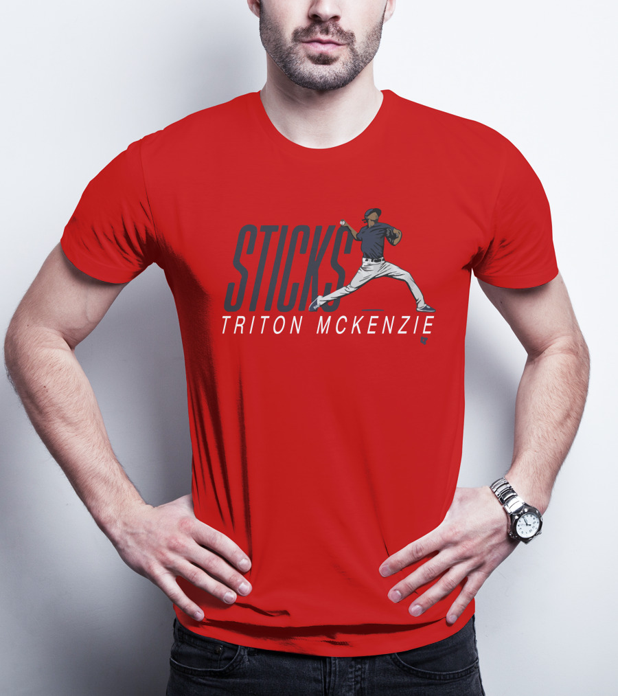 Triston McKenzie Sticks Pitching Motion Red T-Shirt