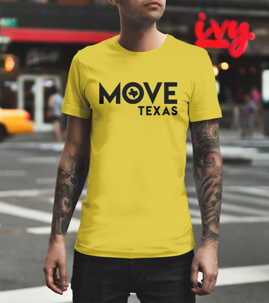 MOVE Texas Voter Engagement Logo Yellow Background T-Shirt