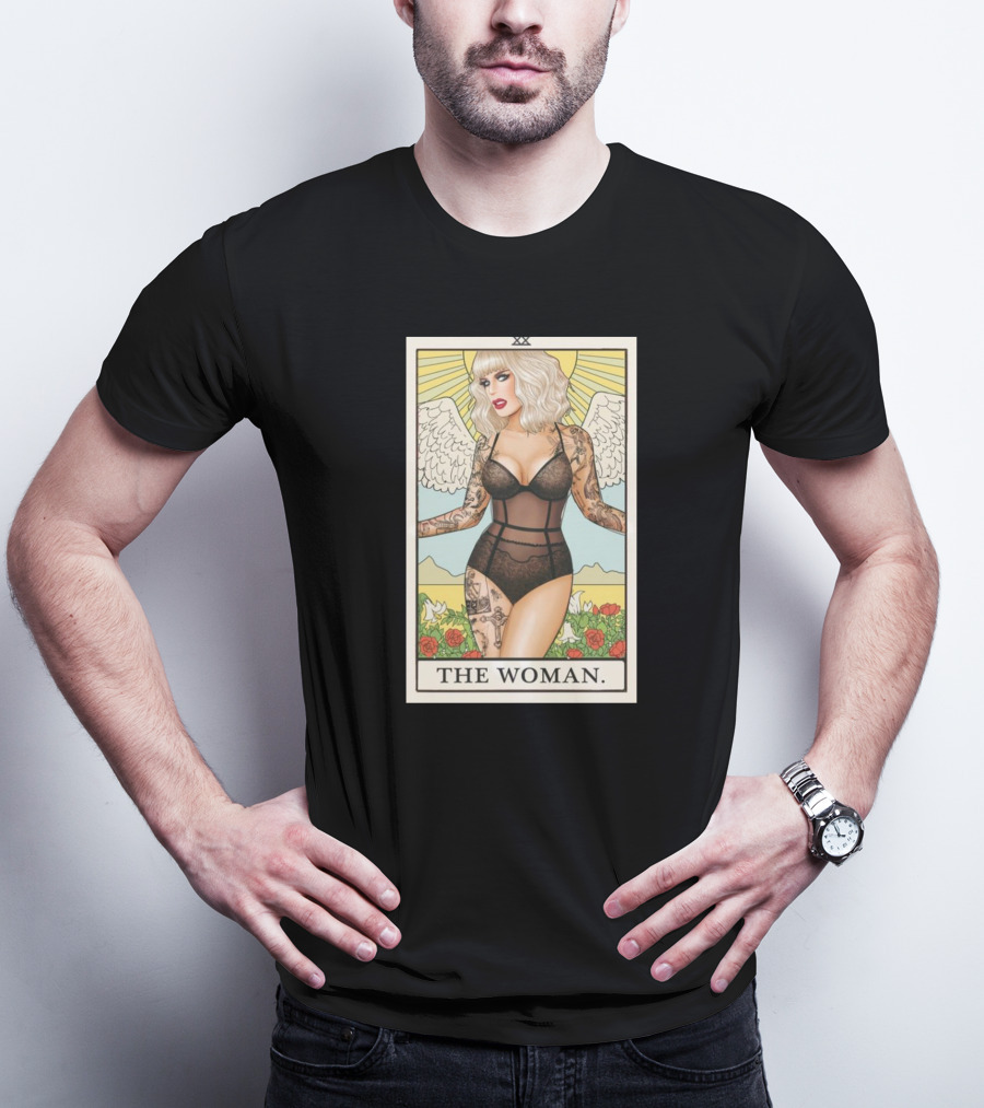 The Woman Tarot Card Katya Tattoo Angel Rose Sunburst T-Shirt