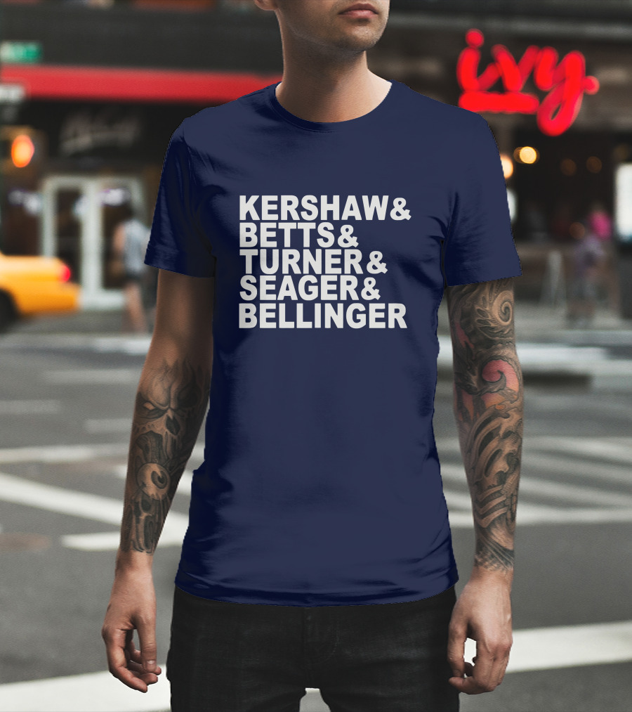 Kershaw Betts Turner Seager Bellinger Dodgers Fab Five T-Shirt