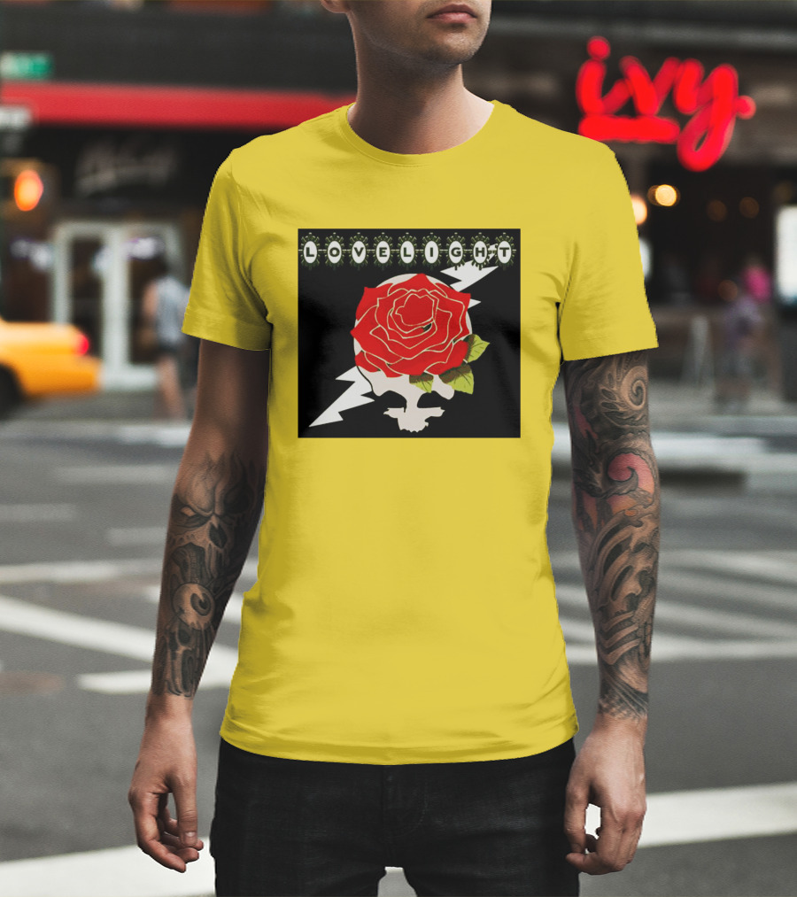Lovelight Rose Skull With Lightning Bolt T-Shirt