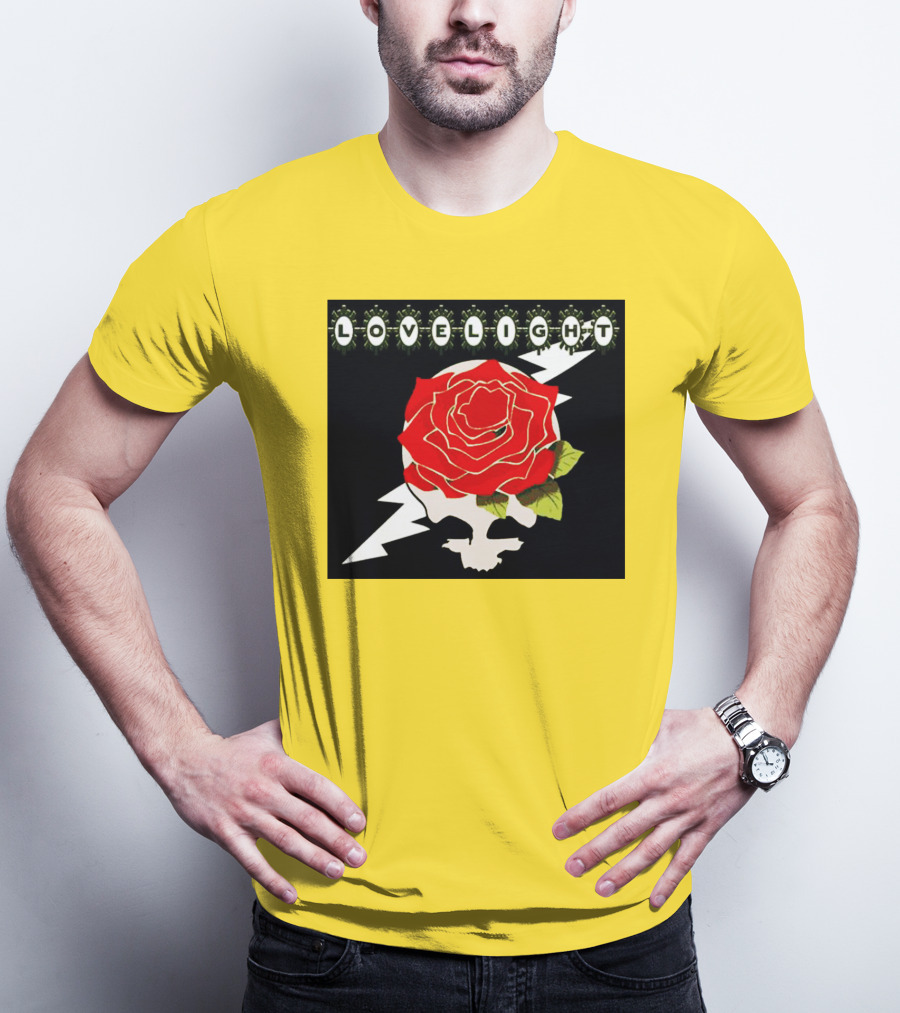 Lovelight Rose Skull With Lightning Bolt T-Shirt