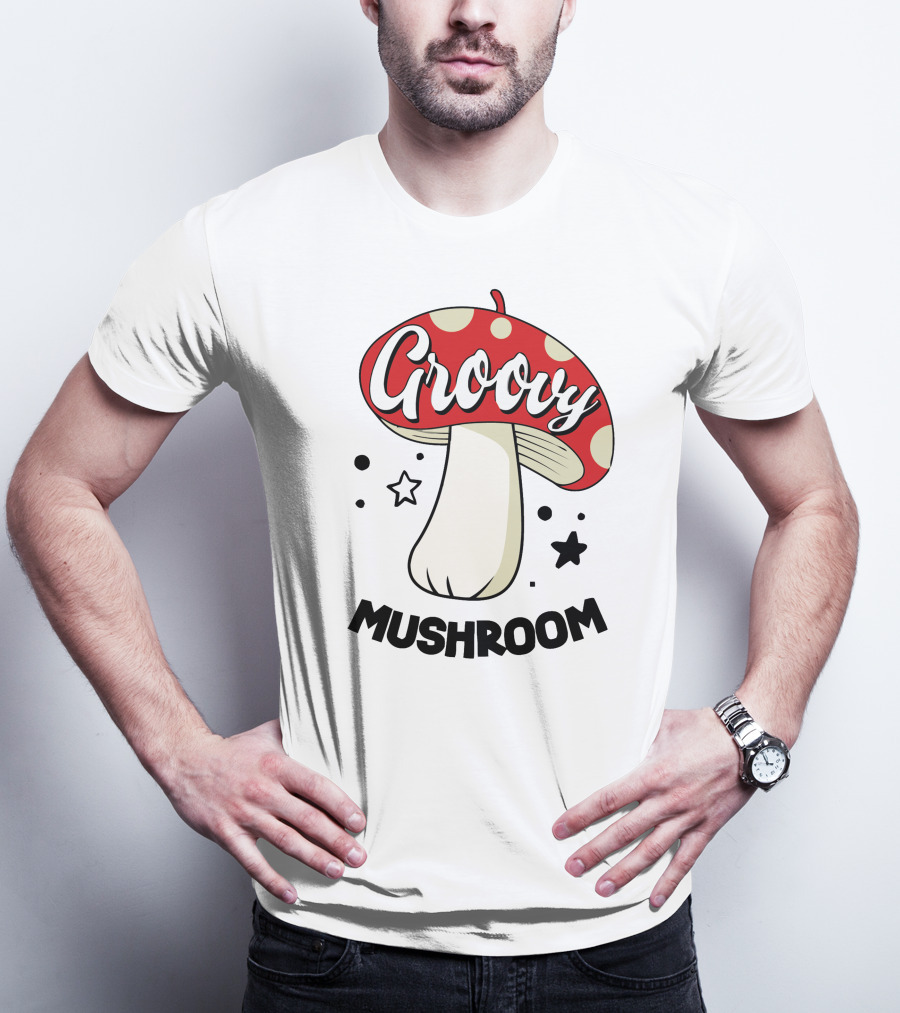 Groovy Mushroom Retro Polka Dot Star Fun T-Shirt