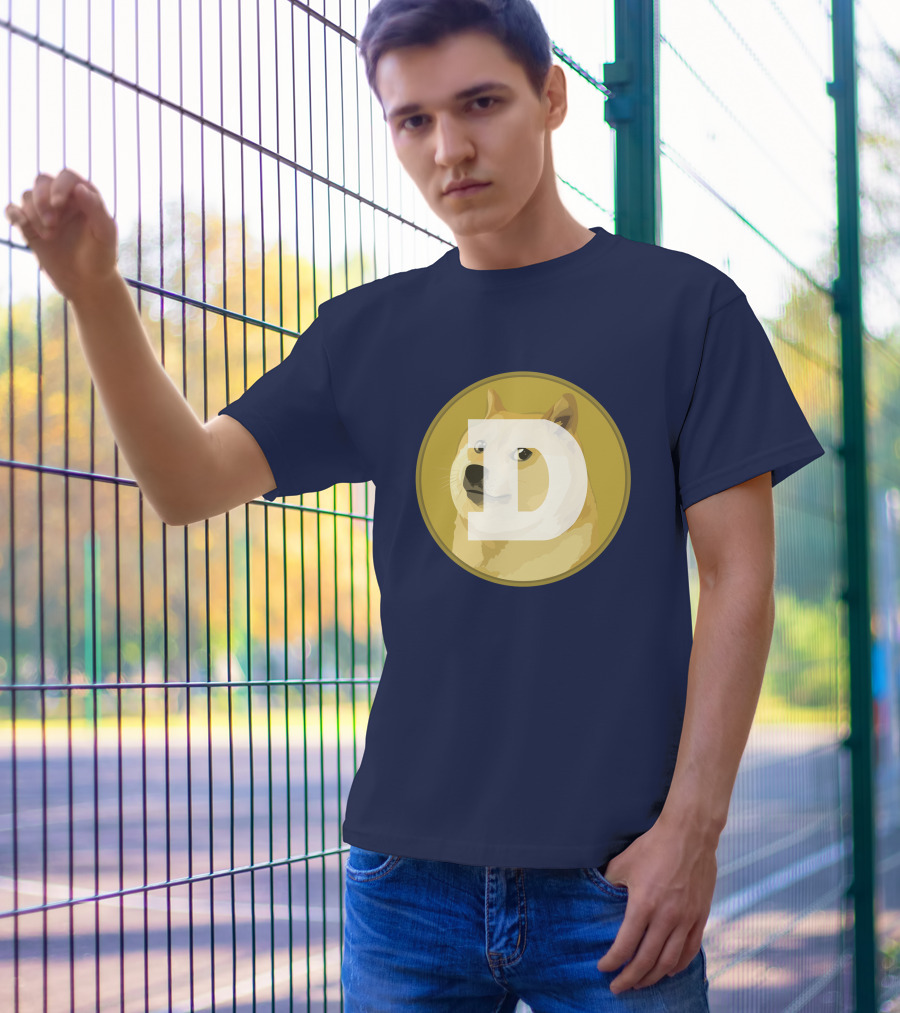 Dogecoin Dog Meme Cryptocurrency Icon D Letter T-Shirt