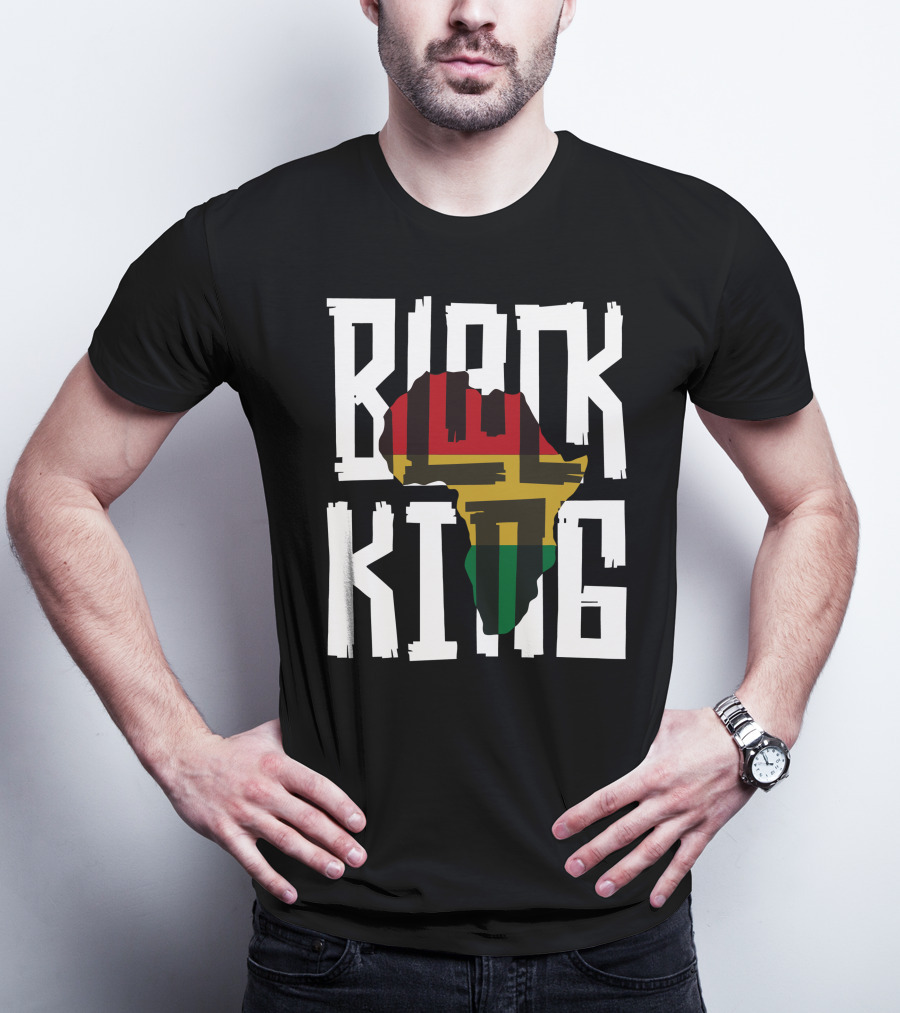 Black King Africa Map Red Yellow Green T-Shirt