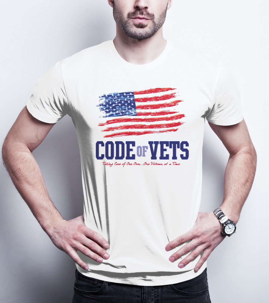 CODE OF VETS Taking Care Of Our Own One Veteran At A Time American Flag T-Shirt