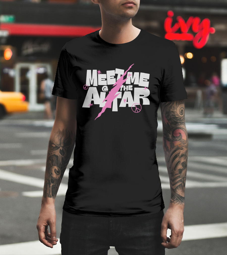 Meet Me @ The Altar Pink Lightning And Peace Signs T-Shirt