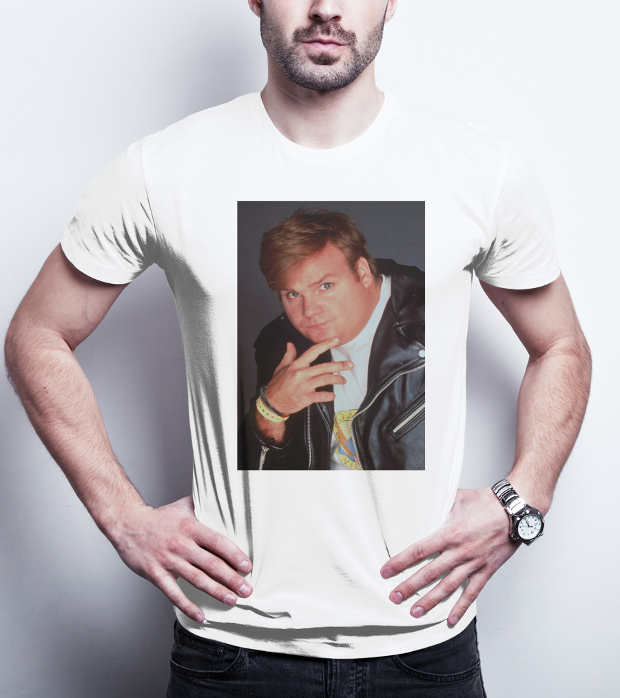 Kid Cudi Chris Farley Style Leather Jacket White Shirt Bracelet 90s Fashion T-Shirt