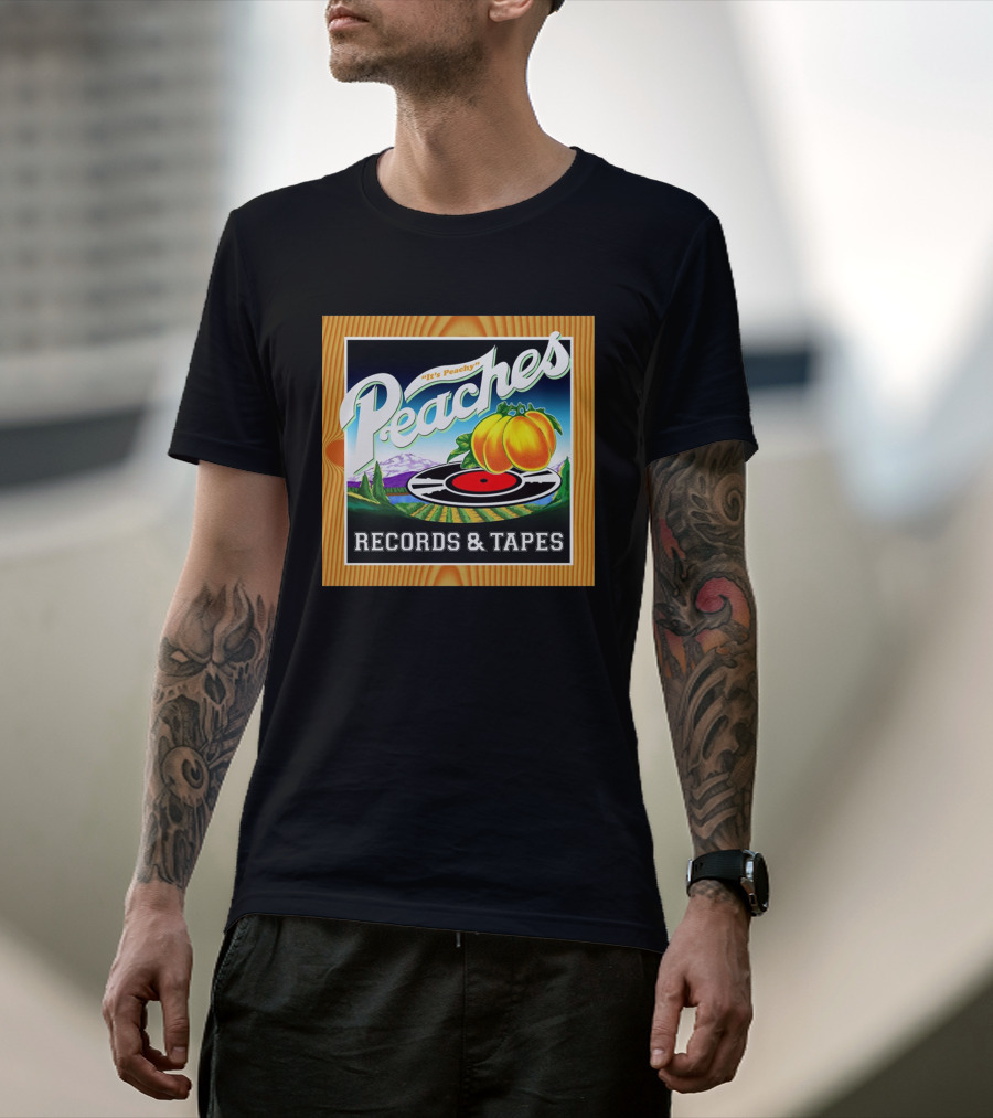 It's Peachy Peaches Records And Tapes Retro Vinyl T-Shirt