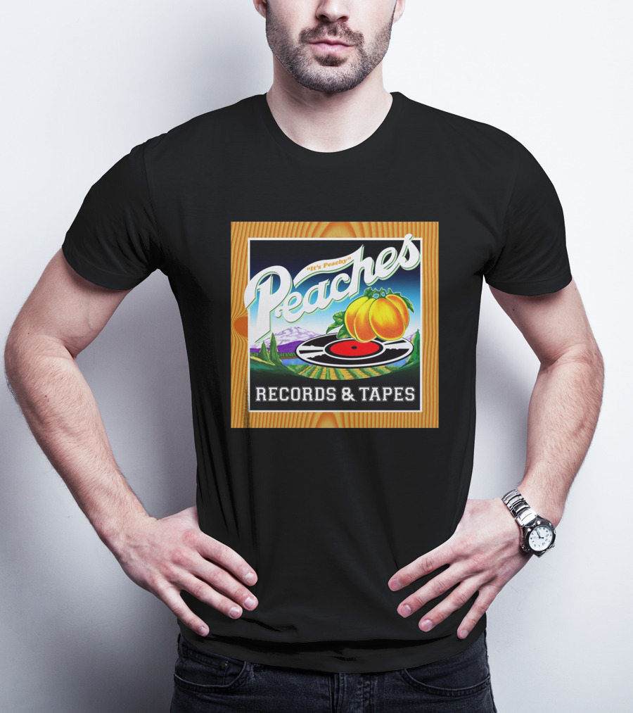 It's Peachy Peaches Records And Tapes Retro Vinyl T-Shirt